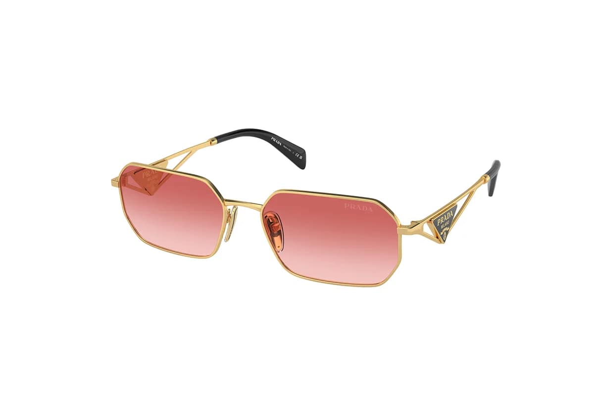 Occhiali da sole Prada PRA51S 5AK40C Gold geometrici oro rosa